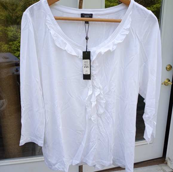 Talbots | Tops | Brand New Talbots White 34 Sleeve Tee 2xp | Poshmark